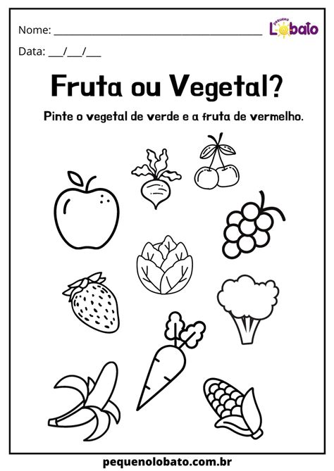 7 Atividades de Alimentação Saudável para Desenhar e Pintar