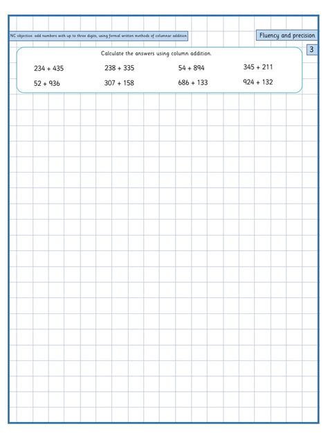 add numbers with up to three digits using formal written methods of columnar addition master