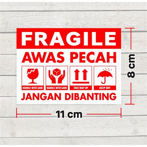 Jual Sticker Fragile Awas Pecah Stiker Jangan Dibanting Hati Hati 11 X