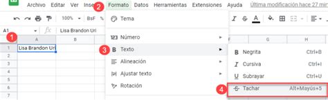 Cómo Tachar Una Celda en Excel y Google Sheets Automate Excel
