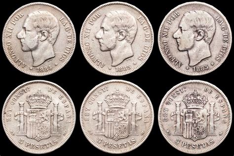 Spanje Alfonso XII 1874 1885 5 Pesetas Lote De Tres 3 Catawiki