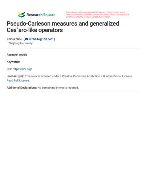 pdf pseudo carleson measures and generalized ces`aro like operators