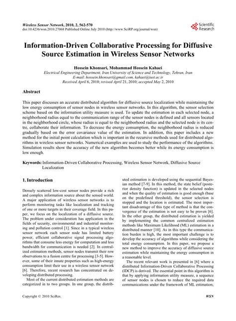 pdf information driven collaborative processing for diffusive source estimation in wireless