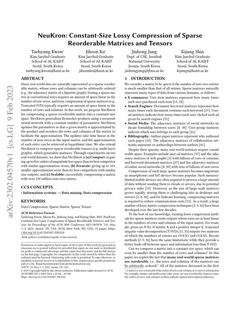 pdf neukron constant size lossy compression of sparse reorderable matrices and tensors