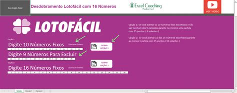 Simulador Lotofácil Planilha 16 Números 10 fixos e 9 Excluídos 15