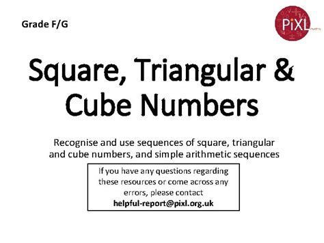 grade fg square triangular cube numbers recognise and