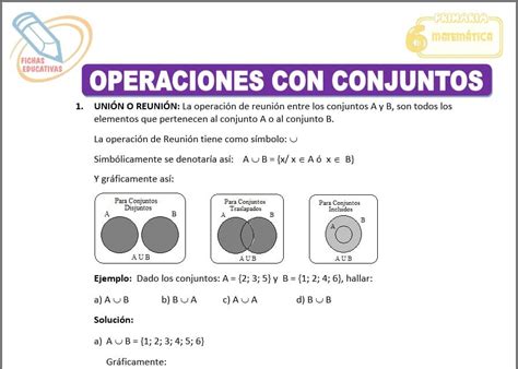 Operaciones Con Conjuntos Para Sexto De Primaria