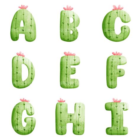 Cactus Alphabets Clipart Cactus Alphabet Succulent Font Succulent