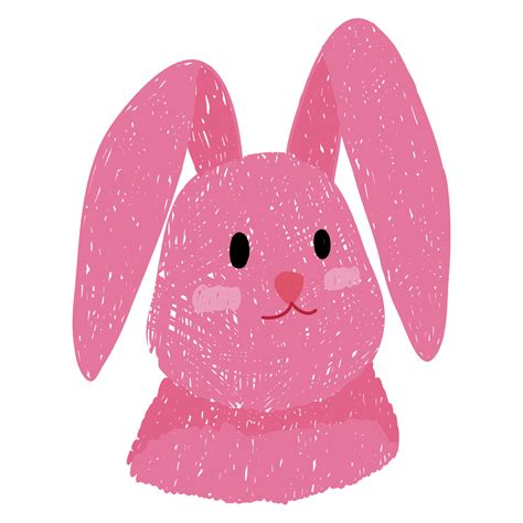 conejo rosa de dibujos animados dibujados a mano efecto lápiz de color
