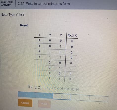 solved challenge activity ccaw22 1 write in sum of minterms