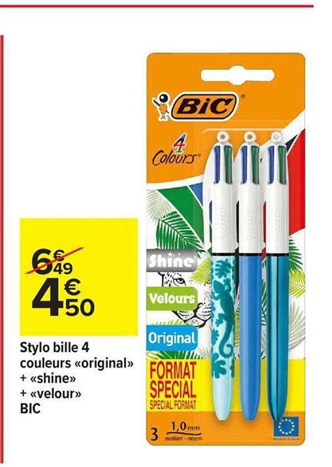 Promo Stylo Bille 4 Couleurs Original Shine Velour Bic Chez
