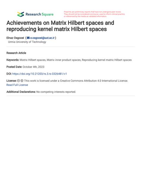 pdf achievements on matrix hilbert spaces and reproducing kernel matrix hilbert spaces