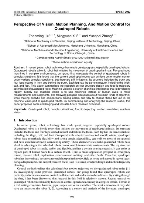 pdf perspective of vision motion planning and motion control for quadruped robots