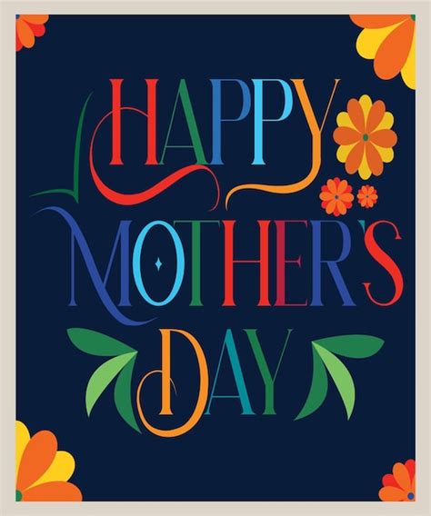 Premium Vector Happy Mothers Day Text Set Of Flower And Cards
