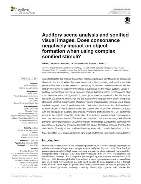 pdf auditory scene analysis and sonified visual images does consonance negatively impact on