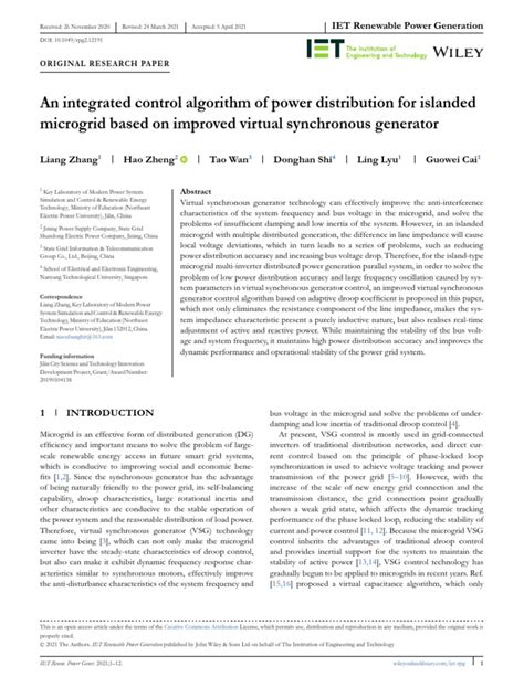 an integrated control algorithm of power distribution for islanded microgrid based on improved