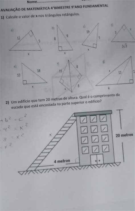 Calcule O Valor De X Nos Tri Ngulos Ret Ngulos Brainly Br