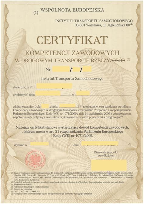 Certyfikat Kompetencji Zawodowych PrawnicyTransportu Pl