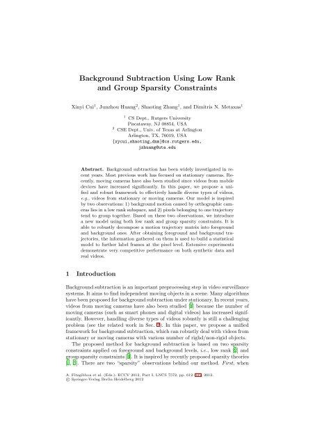 background subtraction using group sparsity and low rank constraint