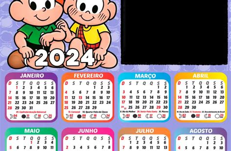 Moldura Calendário 2024 Turma da Mônica PNG Imagem Legal