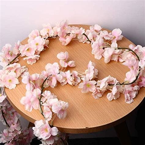 Bluelover Artificial Silk Cherry Blossom Flowers Hanging Vine Garlands