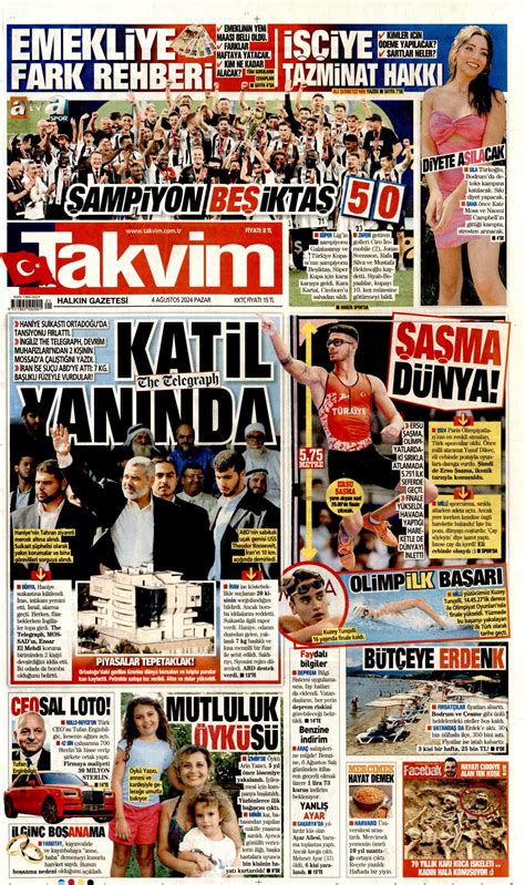 Takvim Gazetesi Takvim Manşet Oku Haberler 04 Ağustos 2024