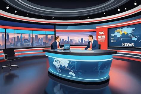 Premium Photo TV News Studio With Broadcaster And Breaking World