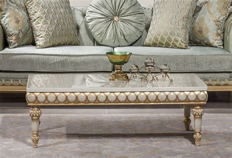 Casa Padrino Luxus Barock Couchtisch Weiß Gold Prunkvoller