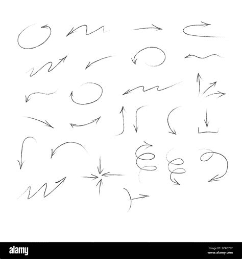 Set Of Black Grunge Hand Drawn Arrows Isolated On White Vector