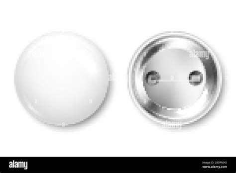 Realistic White Blank Badge 3D Glossy Round Button Pin Badge Mockup
