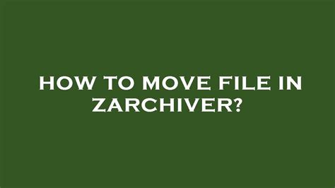 How To Move File In Zarchiver YouTube