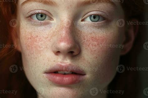 A Close Up Of A Woman With Freckles AI Generated 27742227 Stock Photo