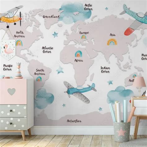 Fototapeta Mapa Wiata Dla Dzieci B Kitna Wykonana Na Wymiar Surprint Pl