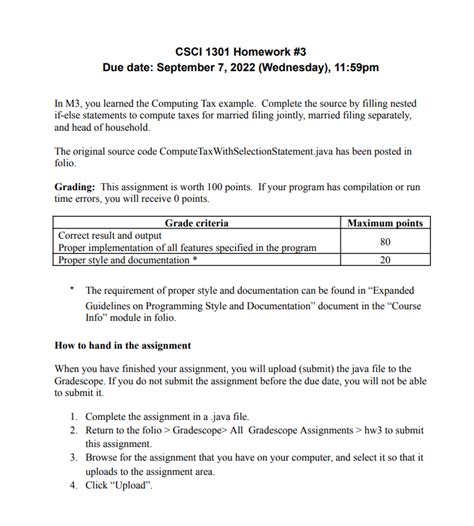 solved csci 1301 homework 3 due date september 7 2022