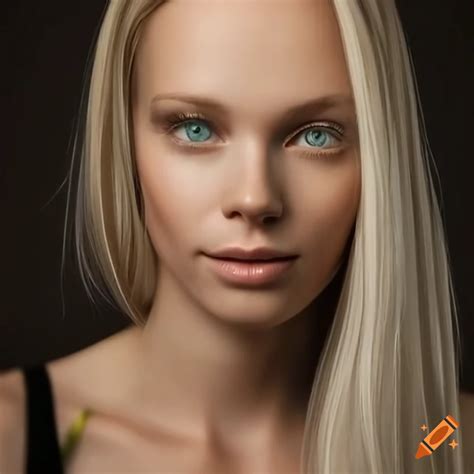 Beautiful Nordic Woman With Green Eyes And Blonde Hair Smiling On Craiyon