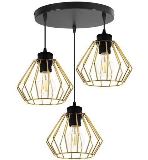 Lampa Wisząca Loft Regulowana ze Złotymi Kloszami Lampy Polski