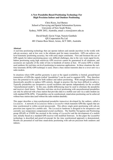 pdf a new pseudolite based positioning technology for high precision indoor and outdoor