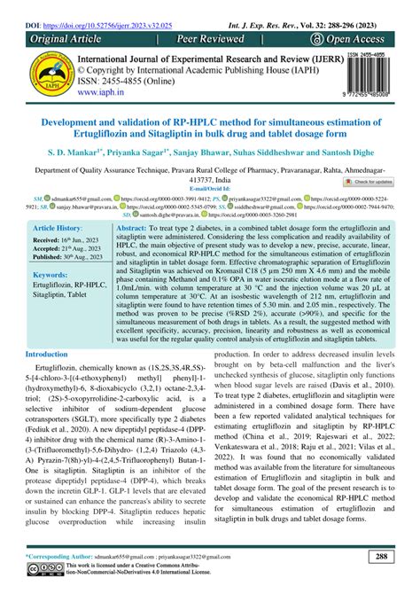 pdf development and validation of rp hplc method for simultaneous estimation of ertugliflozin