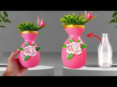 IDEIA GENIAL USANDO GARRAFA DE VIDRO COMO FAZER VASO DECORATIVO