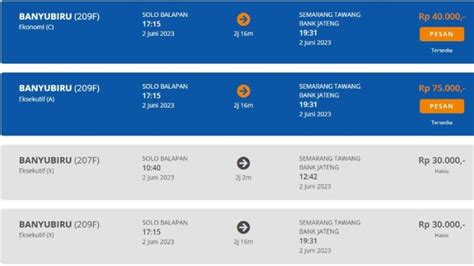 Jadwal Kereta Api Ekonomi Solo Semarang Harga Tiket KA Banyubiru Rp 40