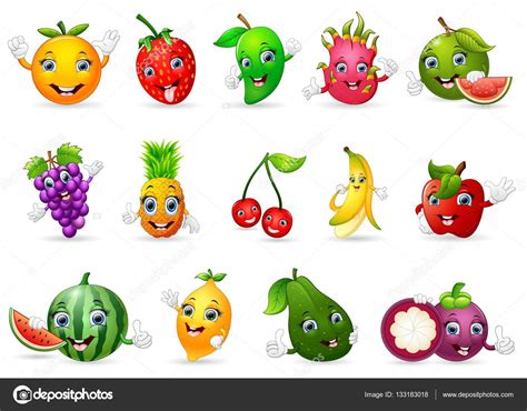 Divertido varias frutas de dibujos animados vector gráfico vectorial