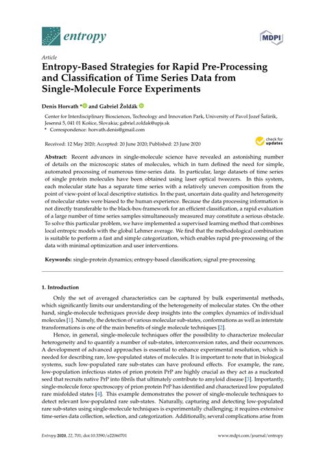 pdf entropy based strategies for rapid pre processing and classification of time series data