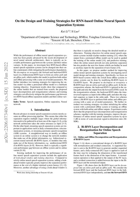 on the design and training strategies for rnn based online neural speech separation systems deepai