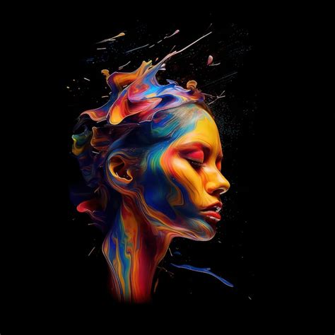 Colorful Woman Portrait Wall Art Print Abstract Girl Poster Home Decor