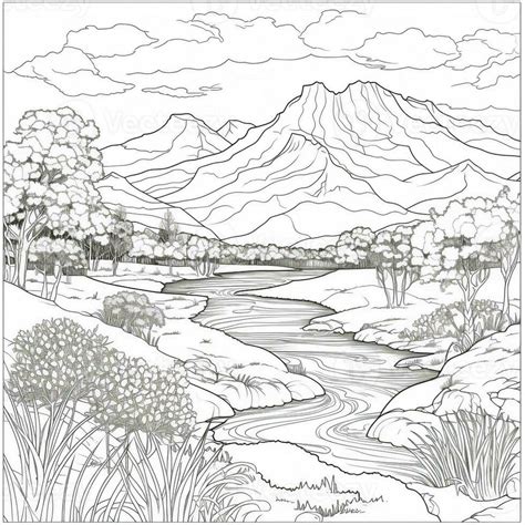 Landscape Coloring Pages 26637028 Stock Photo At Vecteezy