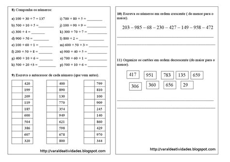 VARAL DE ATIVIDADES Números até 999