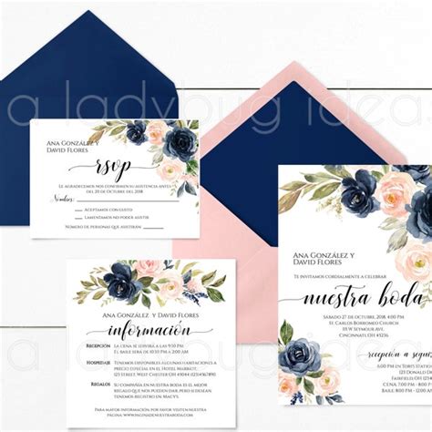 Invitaciones De Boda En Espanol Etsy