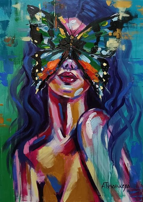 Women and butterfly cuadro original Acrílico sobre Lienzo comprar