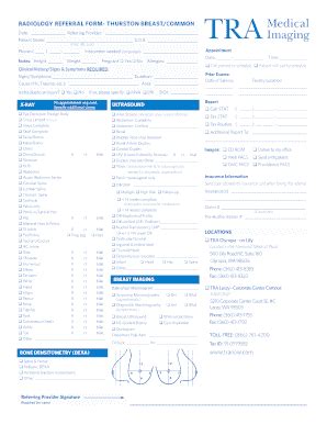 Fillable Online Radiology Referral Form Thurston Breast Common Fax