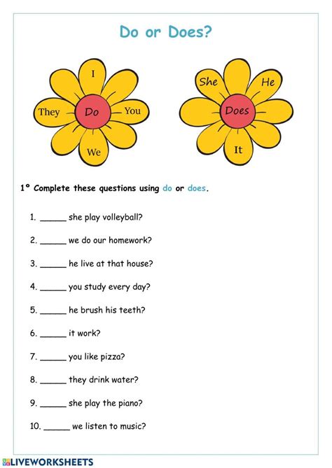 Do Or Does Online Worksheet Artofit